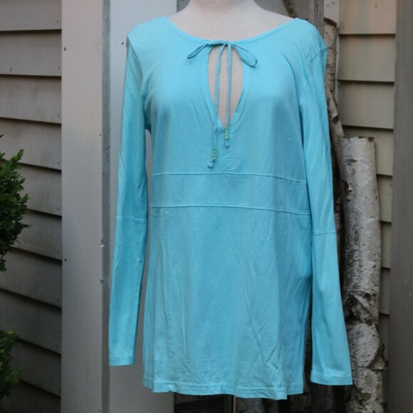 Talbots | Swim | Talbots Aqua Cotton Knit Keyhole Tie Neck Long Sleeve ...